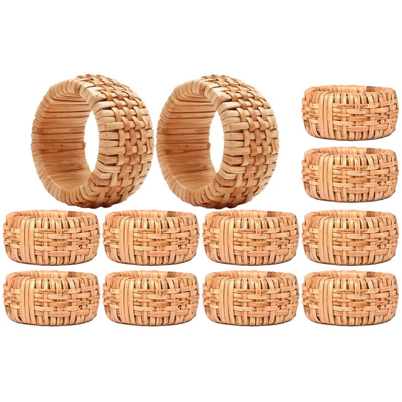 ALPHA Living HOME Premium Natural Rattan Napkin Rings – Set of 12 Eco ...
