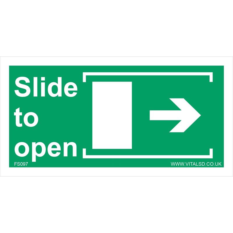 FS097 Slide Right To Open SIGN direction fire door release window arrow ...