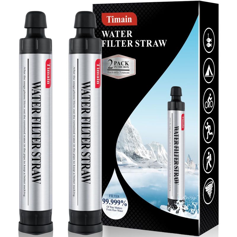 2 Pack Timain 4-Stage Filtration,High Flow Rate Water Filter Straw ...