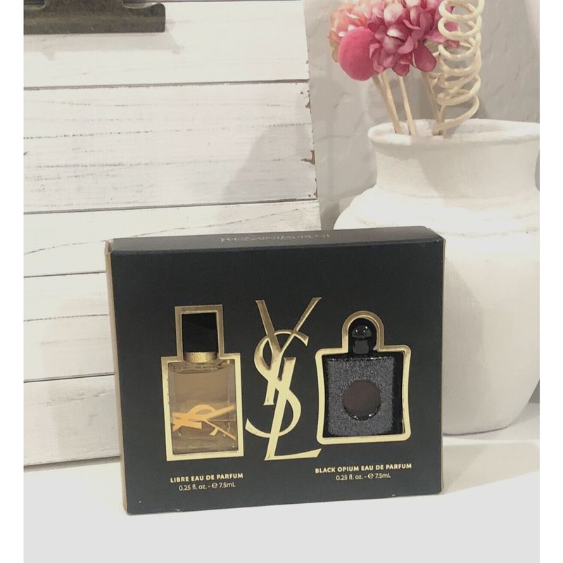 YSL Duo Perfume Set-YSL Libre 7.5ml/0.25oz & YSL Black Opium 7.5ml/0 ...