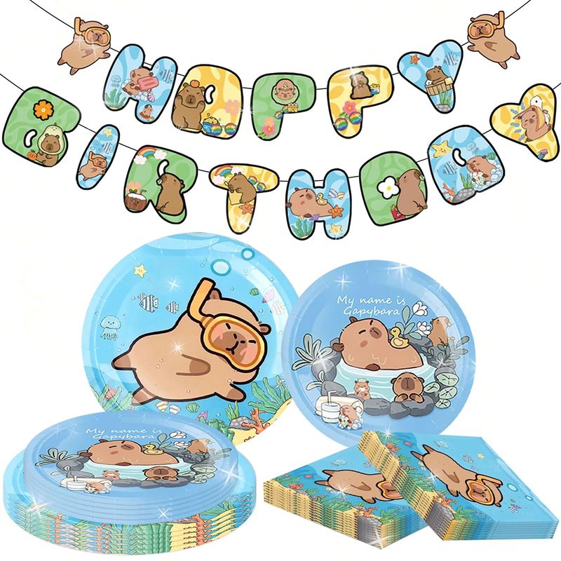 41Pcs Capybara Birthday Party Supplies Capybaras Theme Plates Napkins ...