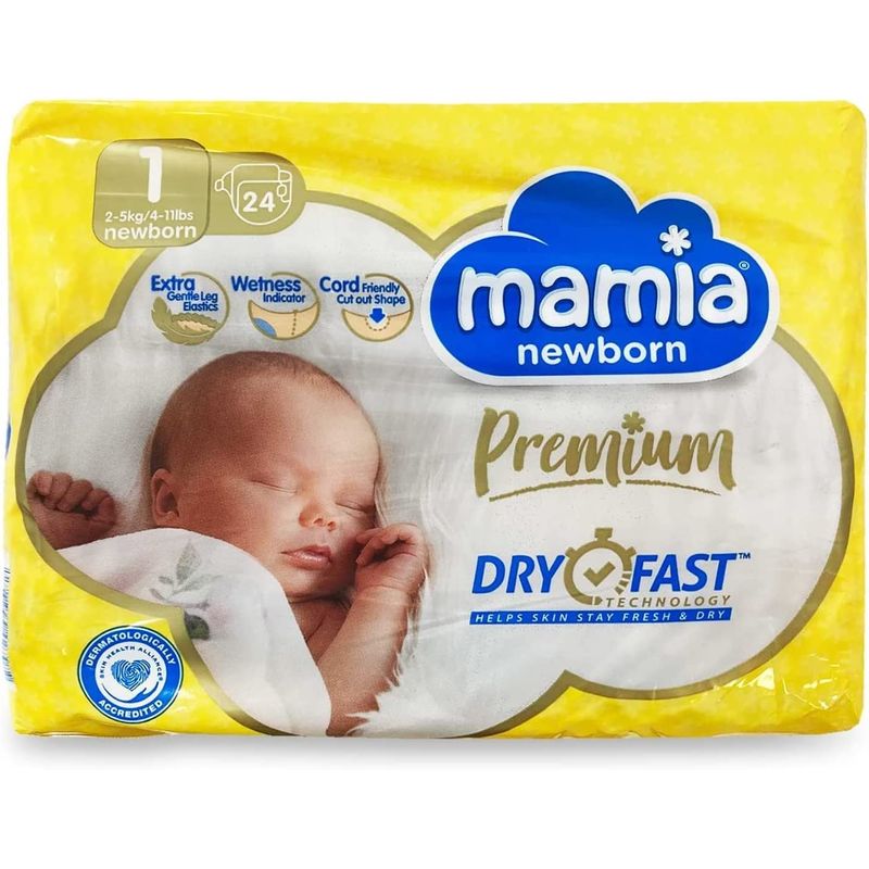 Premium ALDI Mamia Newborn Nappies, Size 1, (22 Nappies) Dry Fast ...