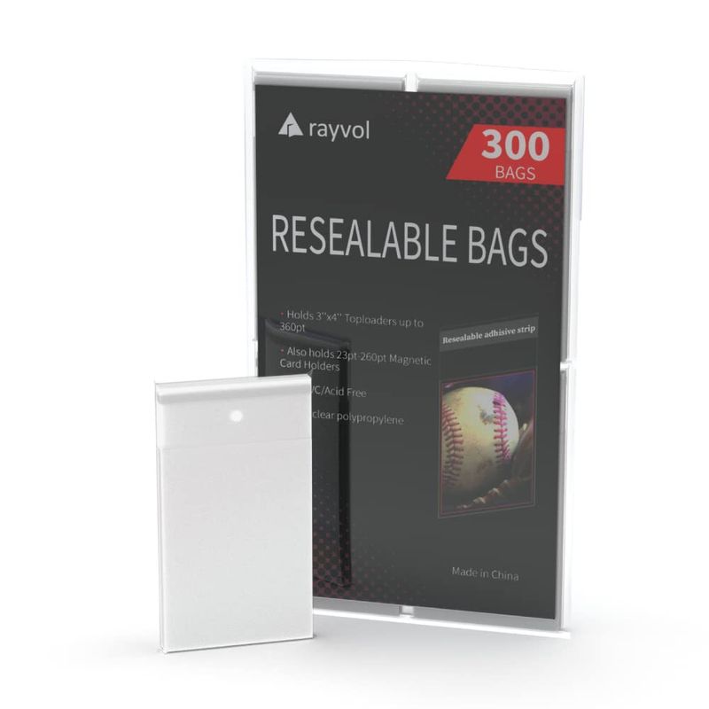 Rayvol 300 Resealable Team Bags, Sleeves Fit 3x4 Top Loader 360pt and ...