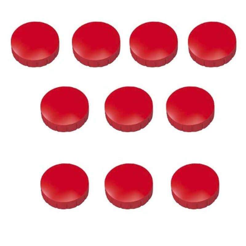 10 x Magnets, Red, Diameter 32 mm, Adhesive Magnets for Whiteboard ...