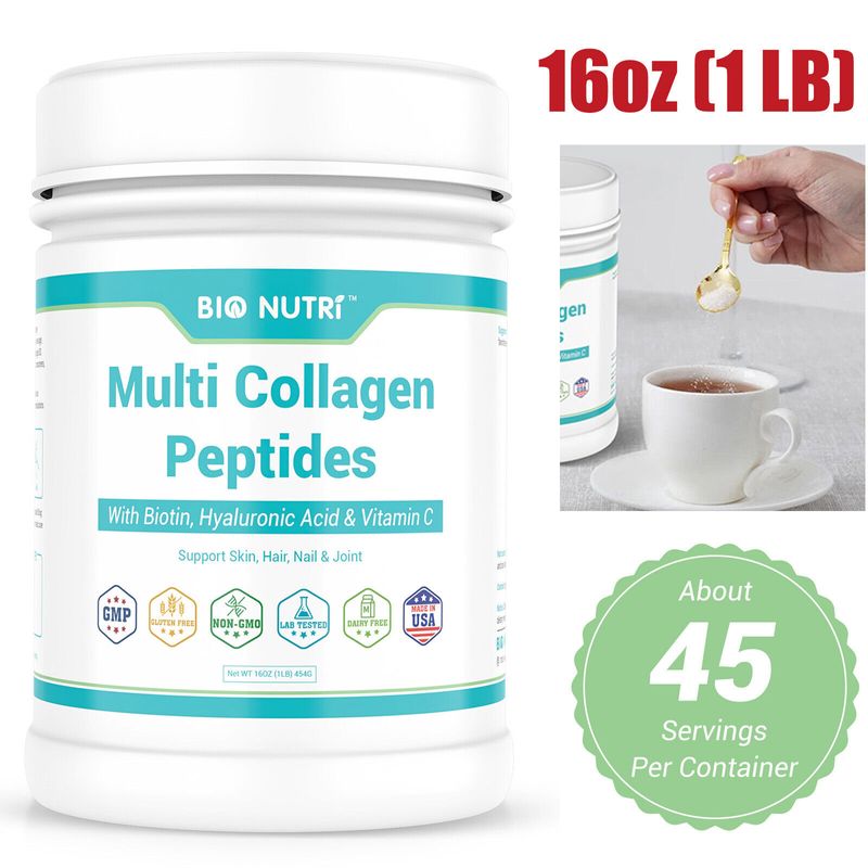 1 lb Multi Collagen Protein Powder Hydrolyzed Peptides I II III V X ...