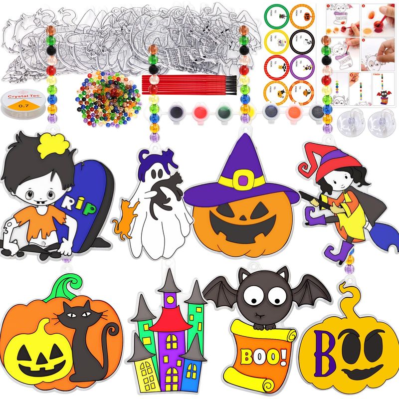 WorldBazaar 24 Sets Halloween Suncatchers Craft Ornament DIY Window ...