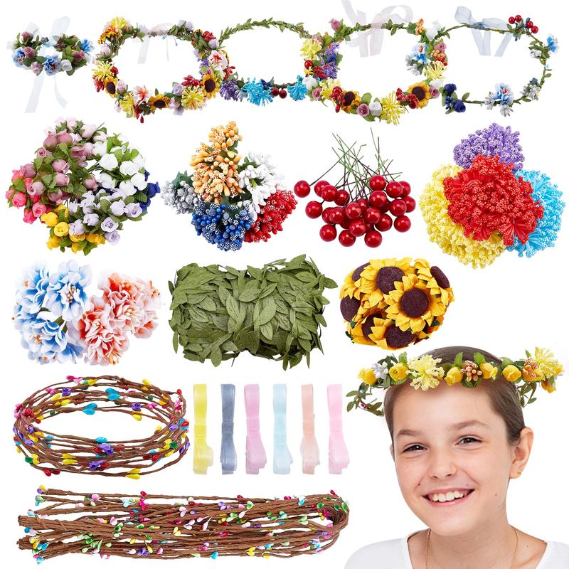 INFUNLY 20 Set DIY Flower Crowns Making Kit Handmade Floral Crown ...