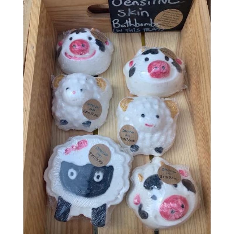 Handmade and hand painted in UK - Sensitive skin farm animal bath bombs ...