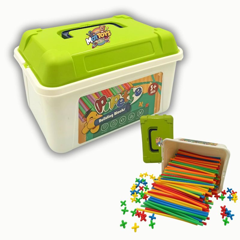 MOTTOYS 500 Pcs Fort Building Kit - 250 Sticks, 250 Connectors Straw ...