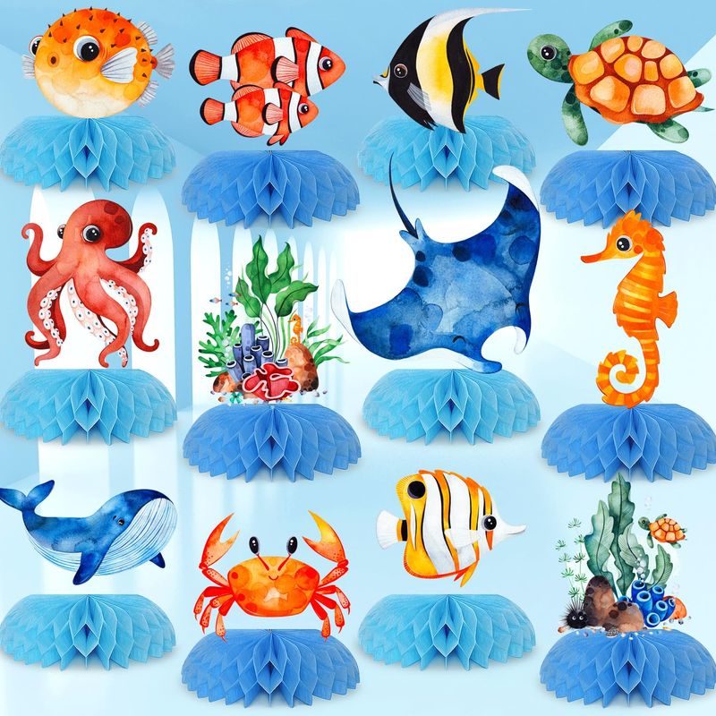 12 pcs Ocean Sea Animals Honeycomb Centerpieces Ocean Themed Birthday ...