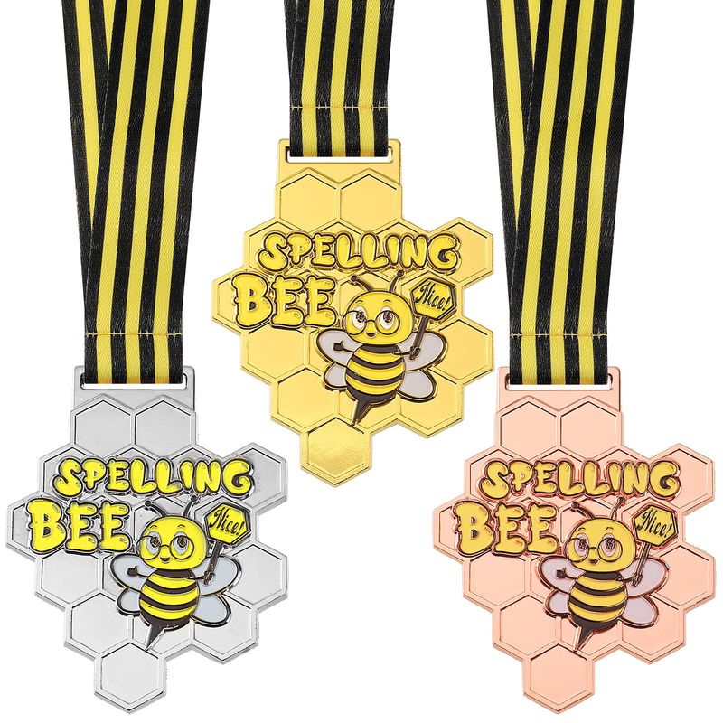 Remuuly 3 Pcs Spelling Bee Honeycomb Medal Spelling Bee Award Medals ...