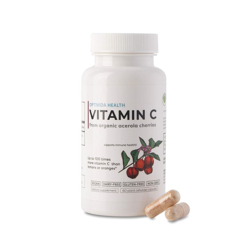 OPTIVIDA Vitamin C Plant-Based Complex: Natural Organic Acerola Cherry ...