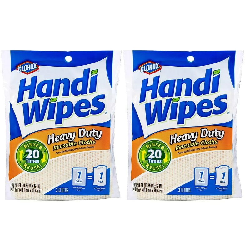 Clorox Handi Wipes Heavy Duty Reusable Cloths, 3 Count, 2 Pack beige ...