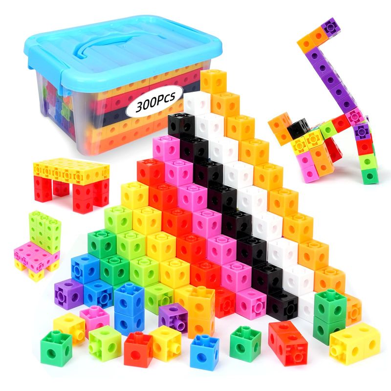 QUYSK 300 Pcs Linking Cubes for Math with Storage Boxes, Kids Counting Blocks for Math STEM ...