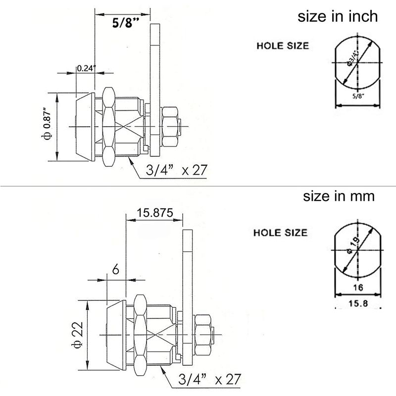 for Homak Toolbox Lock Replacement Lock Tubular Cam Lock 2 Keys Per ...