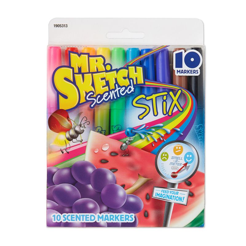 Mr. Sketch Scented Stix Markers, Fine Tip Marker, Assorted Colors, 10 ...