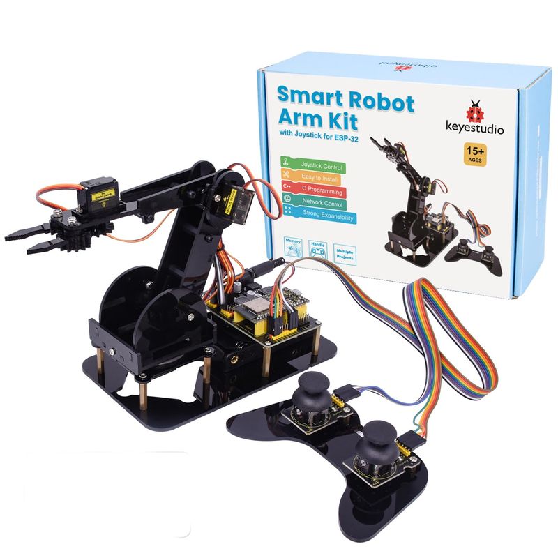 KEYESTUDIO ESP32 Smart Robot Arm Kit for Arduino with Joystick, DIY ...
