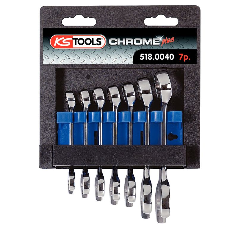 KS Tools 518.0040 CHROMEplus Combination spanner set, stubby, 7 pcs ...