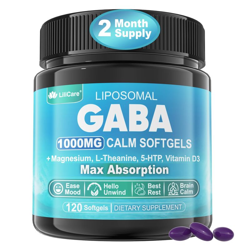 LILICARE GABA Supplement - 1000 mg Liposomal Form for Optimal Absorption,GABA with L-Theanine ...