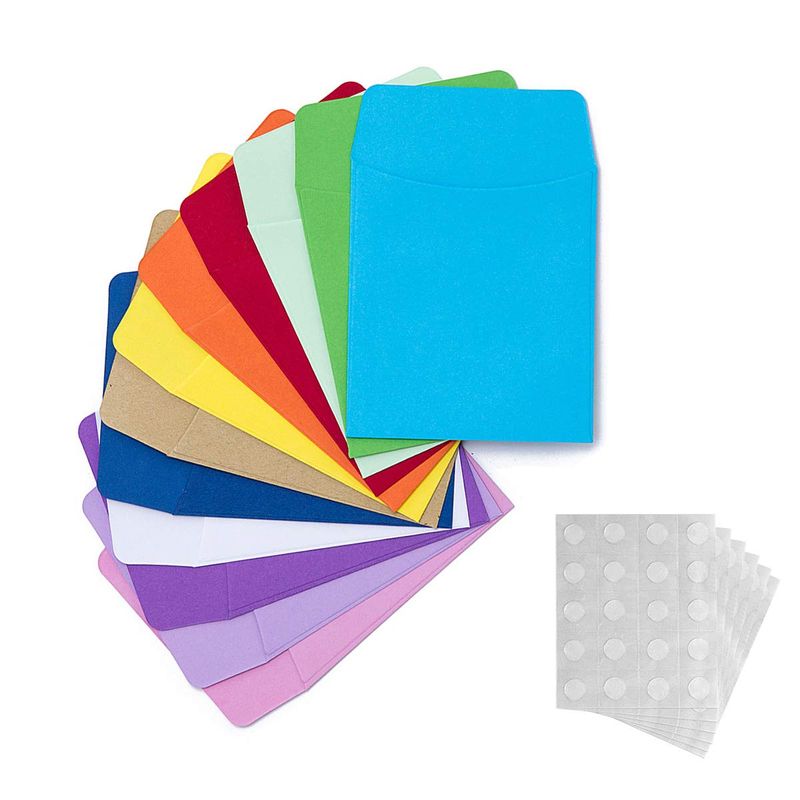 120 Pieces Small Envelopes Library Card Non-Adhesive Packets Envelopes ...