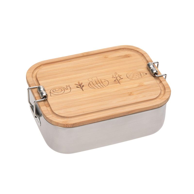 LÄSSIG Children's Lunch Box, Stainless Steel and Bamboo Breakfast Box ...