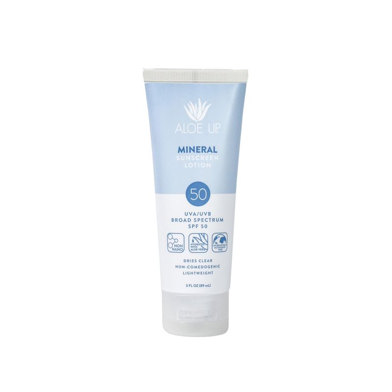 Aloe Up Mineral Sunscreen Lotion SPF 50 - Broad Spectrum UVA/UVB ...