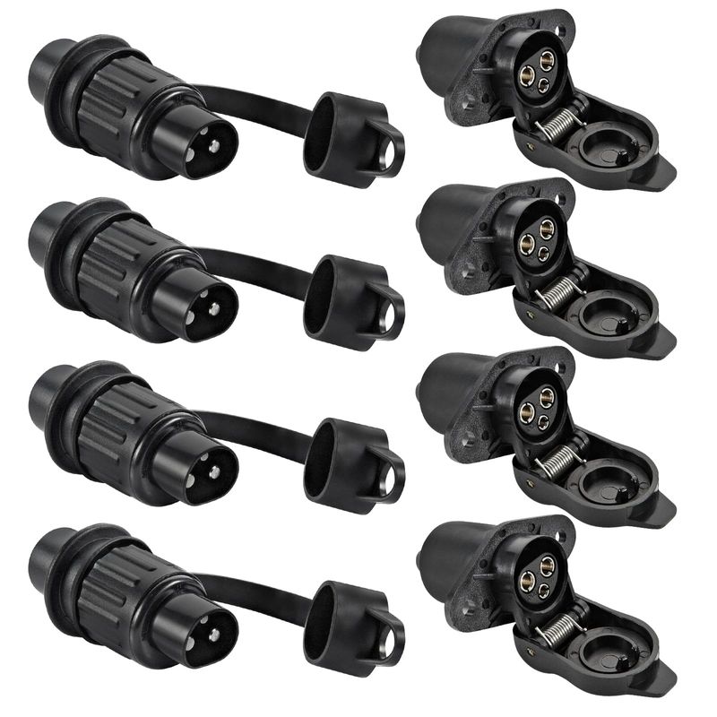 3 Pin Tractor Plug Socket 12 V, Pack of 4 Plug 3 Pin and 3 Pin Socket ...