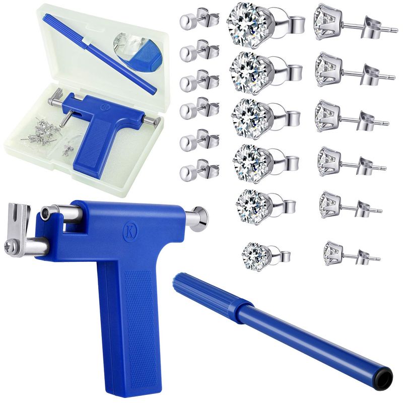 Hicarer Stainless Steel Body Ear Piercing Tool Set Ear Nose Navel ...
