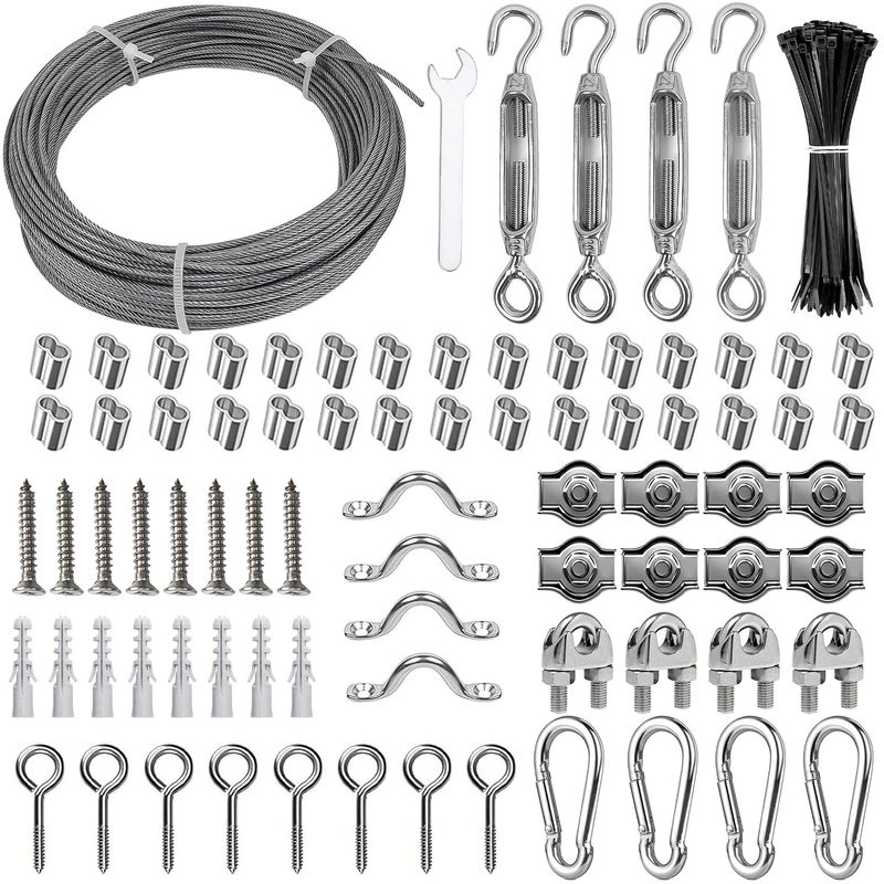 30 m Wire Rope Stainless Steel, 172 Pieces Φ2 mm PVC Coated Steel Cable ...