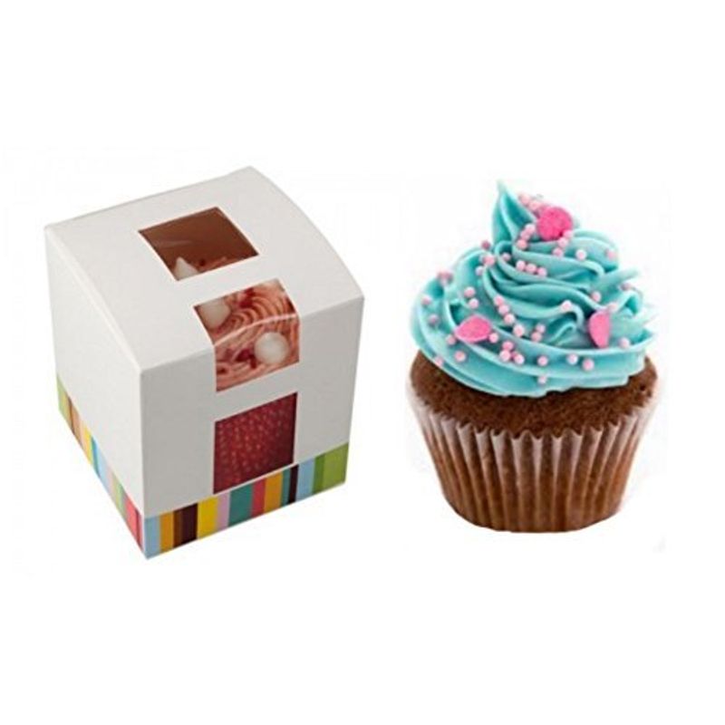 x2 - Hinged Lid Single Cupcake Bakery Box - Disposable Recyclable ...