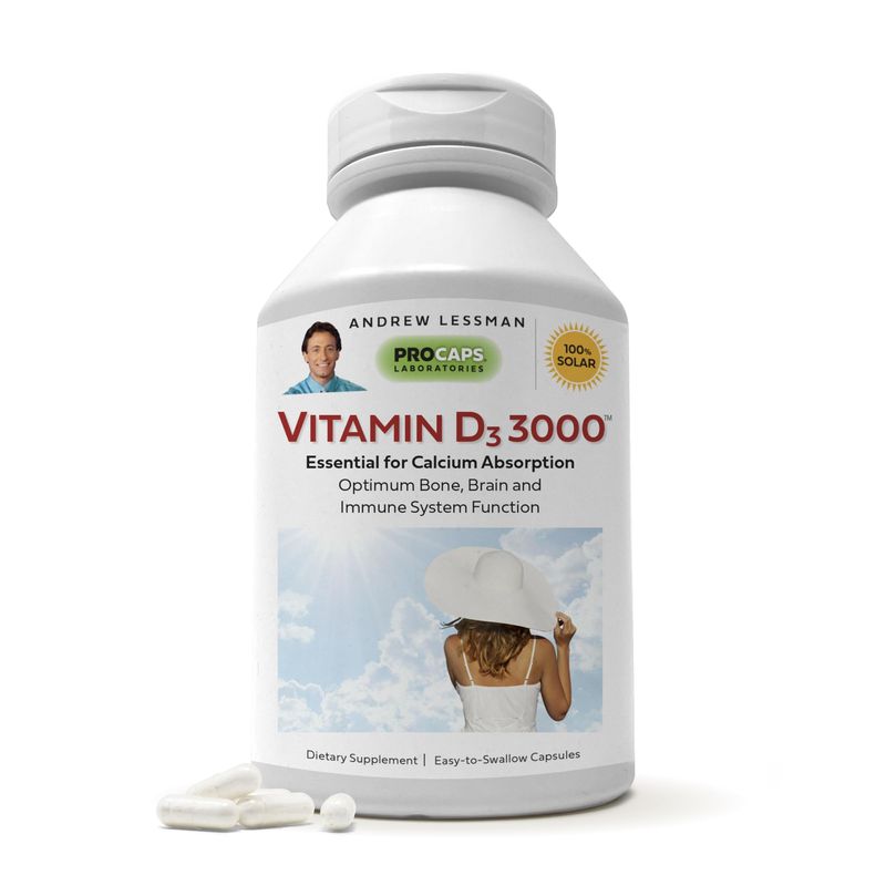 ANDREW LESSMAN Vitamin D3 3000 IU 60 Capsules - High Potency, Essential ...