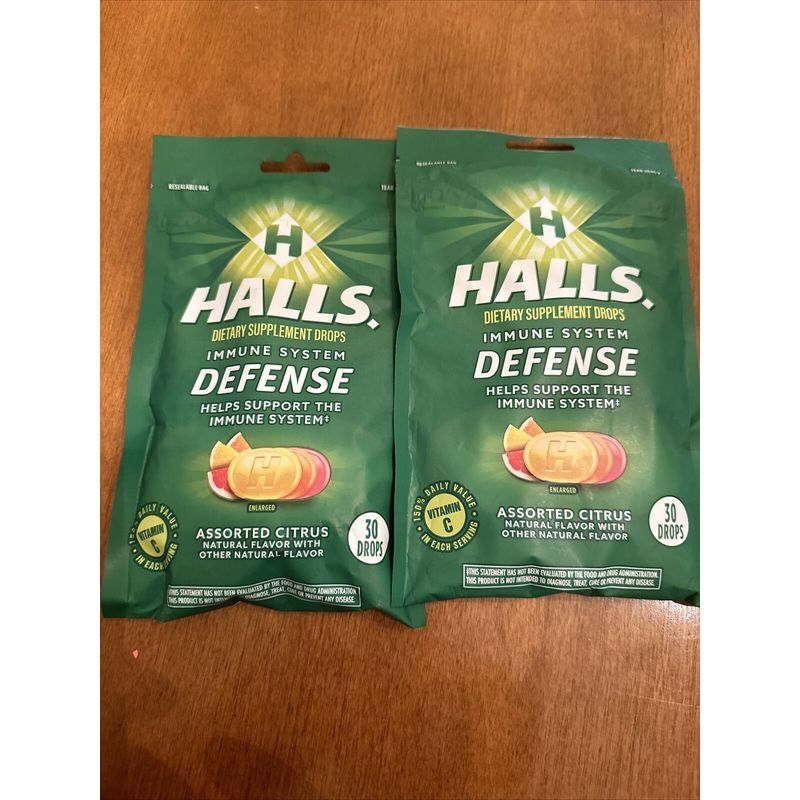 Halls Defense ASSORTED CITRUS Immune System Support Cough Drops 60 Drops 2 PACK - Online ...