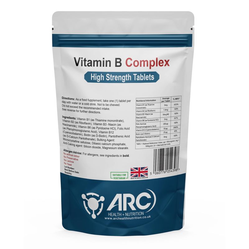 Vitamin B Complex (B1, B2, B3, B5, B6, B7, B9, B12) - High Strength - 365 Vegan Tablets ...