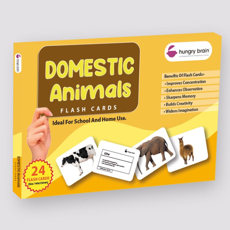 hungry brain Flash Cards for Toddlers, 24 Domestic Animals Flashcards ...