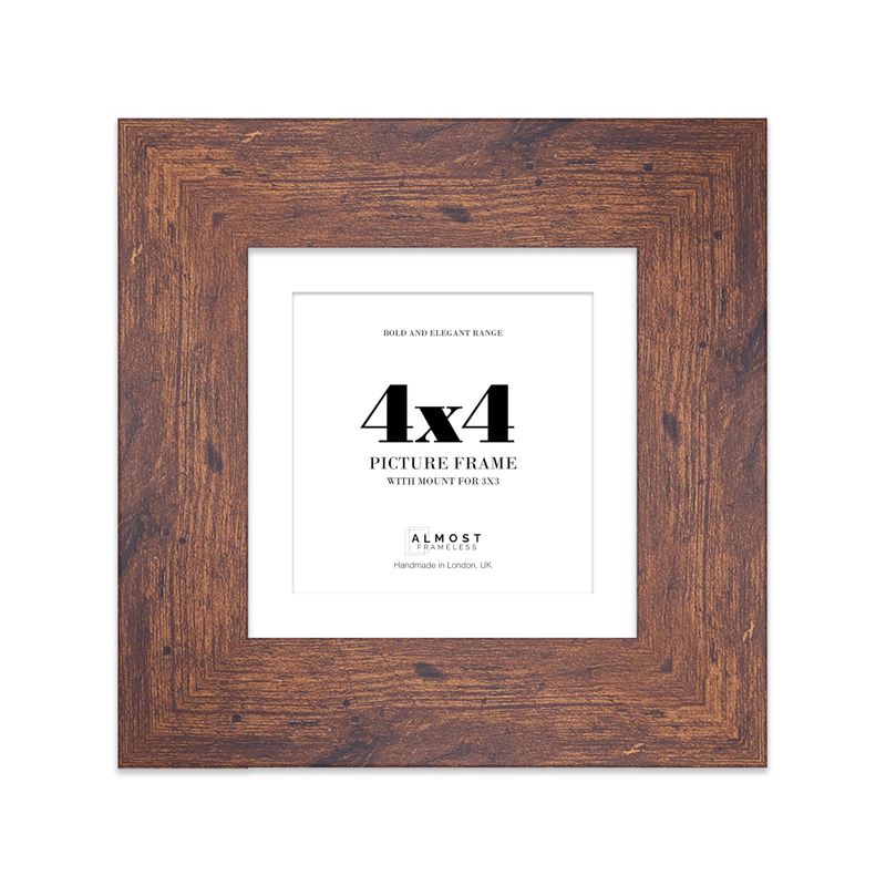 4x4" Rustic Wood Square Frame With Mount for 3x3" Pictures 28mm Edge ...