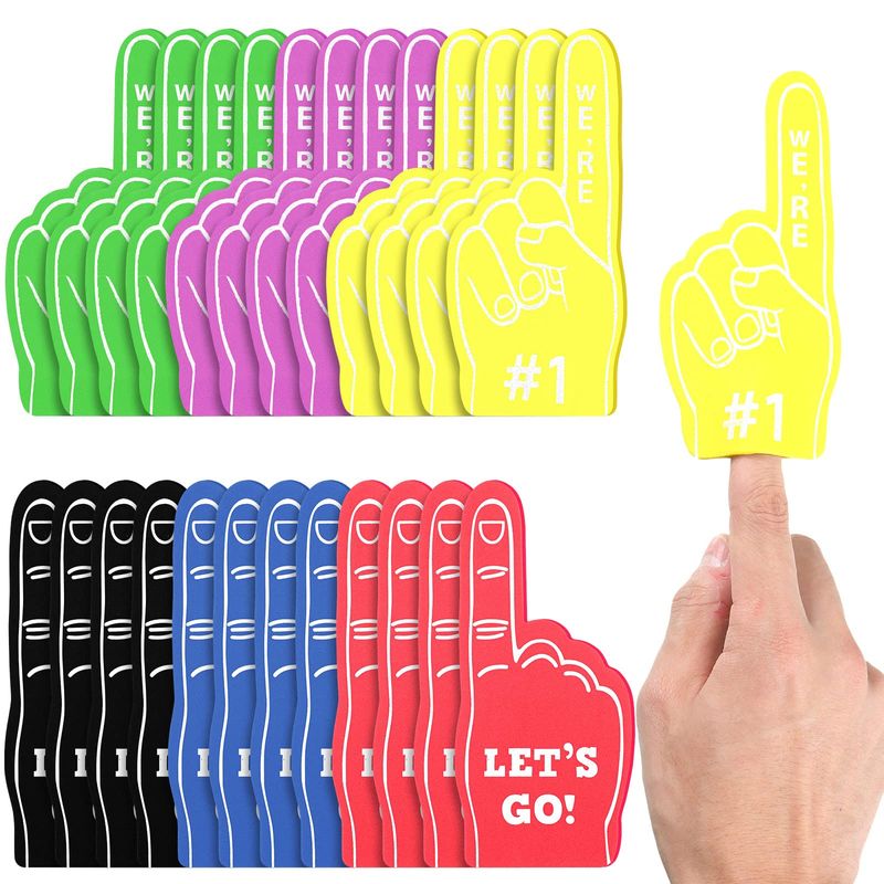 Sinmoe 48 Pieces Sport Party Favors Sports Fan Foam Finger Mini Foam ...