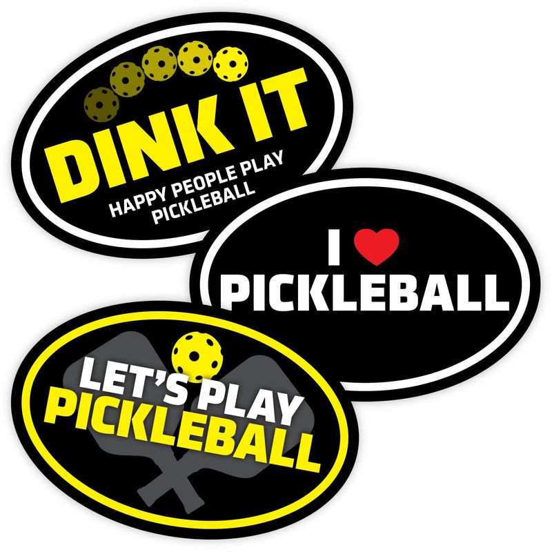 Pickleball Car Decals - 3 Pack (Includes one of Each Design) - 6"x4 ...