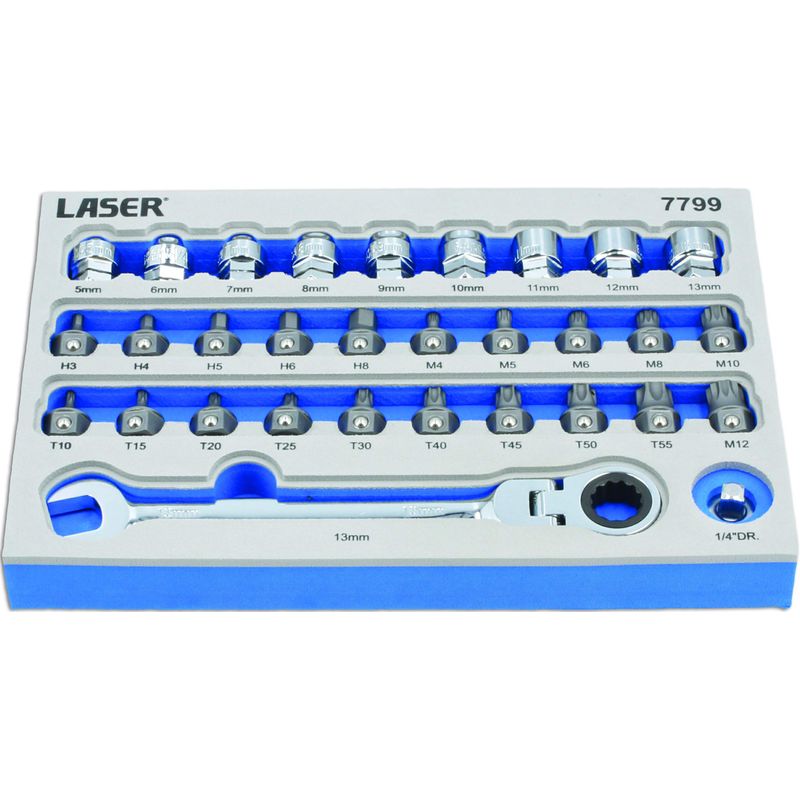 Laser 7799 Low Profile Bit & Alldrive Go Thru Socket Set 31pc - EveryMarket