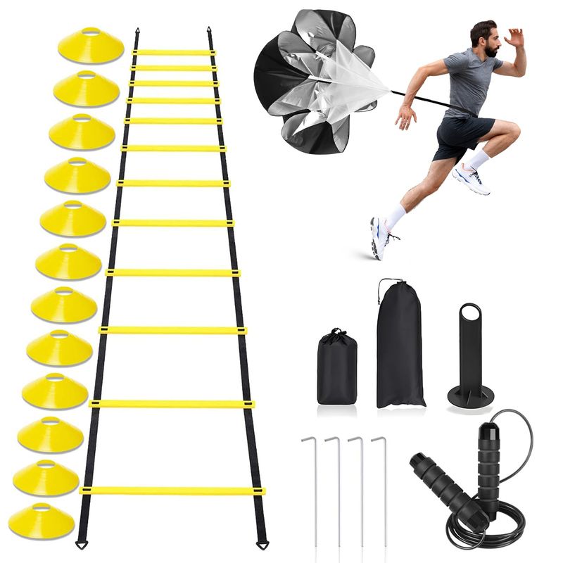 Agility Ladder,Speed Training Equipment Set,20ft Rungs Speed Ladder,Soccer Cones,Jump Rope ...
