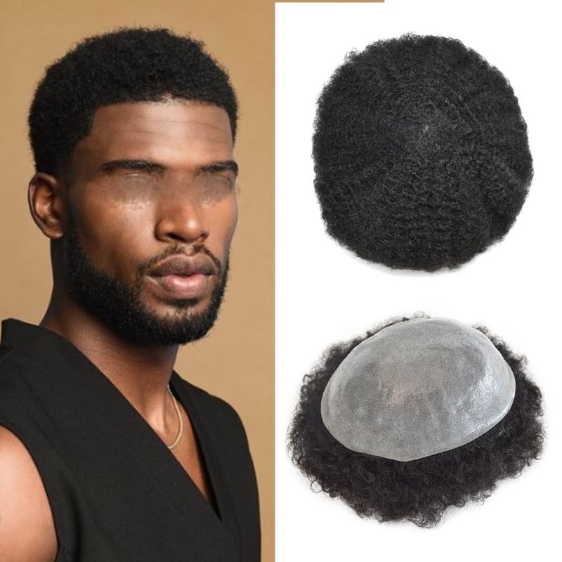 Hair Wonders Afro Hair Unit For Black Men Full Poly Skin Afro Toupee ...