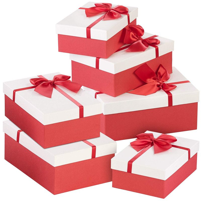 Your Design Gift Boxes: Set of 6 Elegant Gift Boxes with Red Bow 3 ...