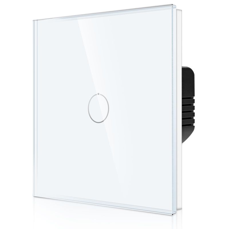 CNBINGO 2-Way Touch Light Switch - White Wall Switch with Glass Panel ...