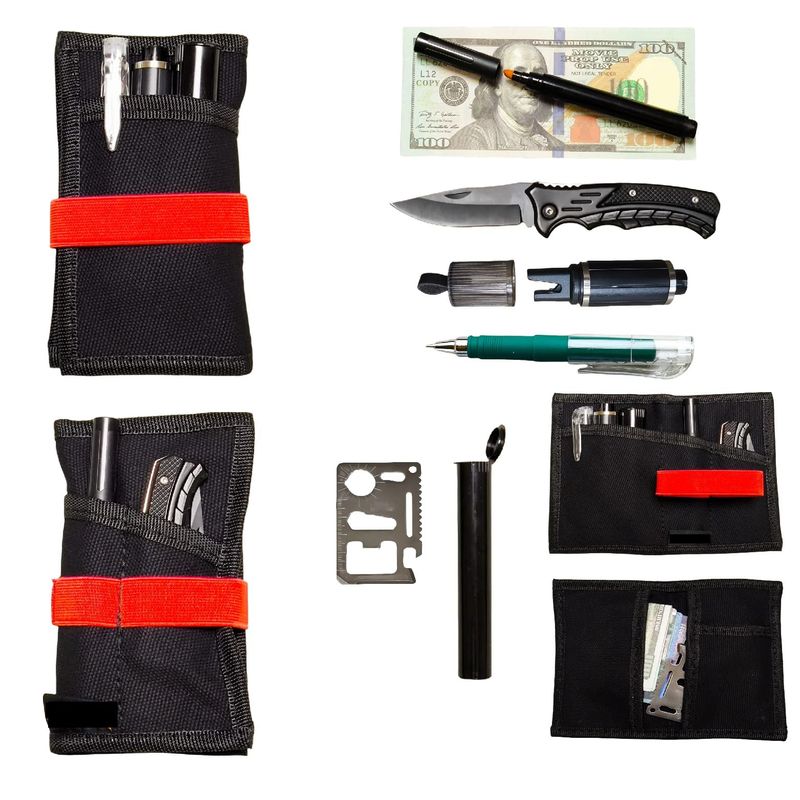 9-in-1 Premium Wallet Survival Kit with Money Tester, Emergency Tools ...