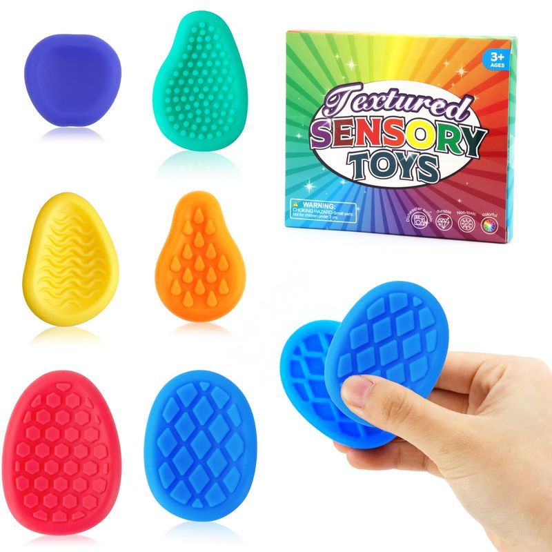 Qcdou Fidget Toy Set, Fidget Toys Sensory Stone, 6 Pack Fidget Toys for Kids Adults, Textured ...