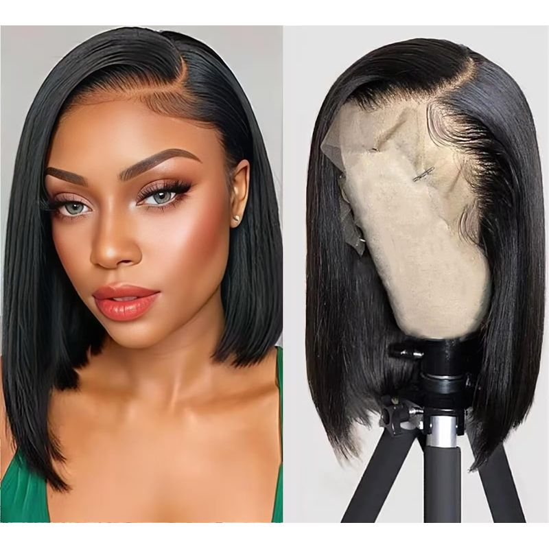 12 Inch Bob Wig Human Hair 13X4 HD Transparent Human Hair Bob Lace ...