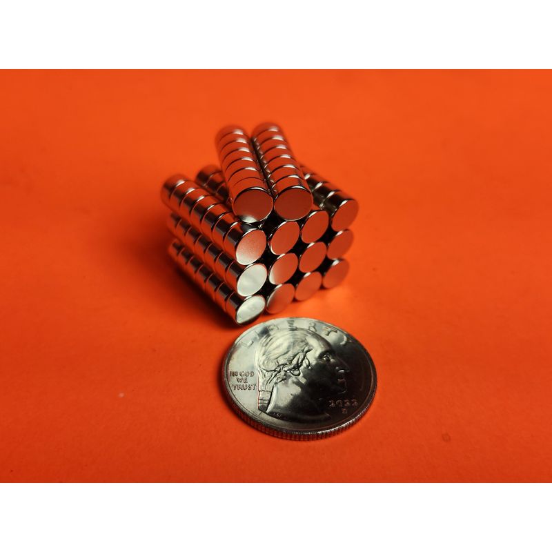Super Strong 100 Piece 1/4 x 1/8 (6.35mm x 3.175mm) Neodymium Discs ...