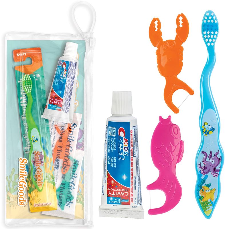 Practicon FlosSeas Child Dental Care Kit, Travel Size Bundle w ...