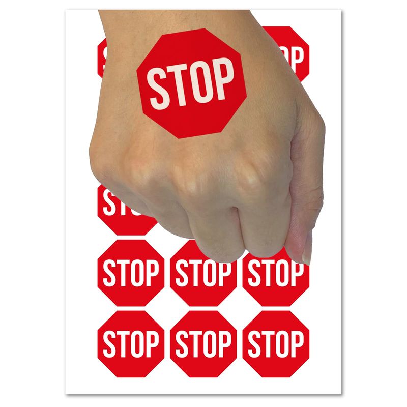 Stop Sign Temporary Tattoo Water Resistant Fake Body Art Set Collection ...