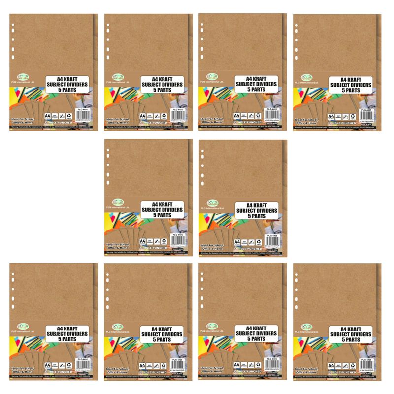 TENLITE A4 File Dividers 10 Pack | Extra-Wide Kraft Brown Subject ...