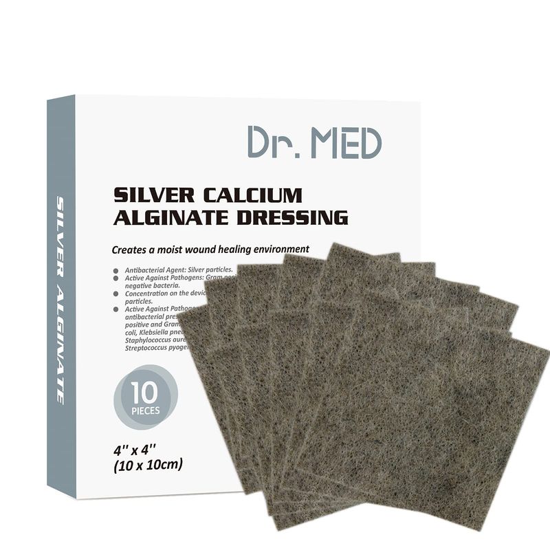 Dr. Med Silver Calcium Alginate Wound Dressing 4''x4'' Patches, 10 ...